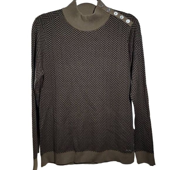 Calvin Klein | Sweaters | Calvinkleinchevron Mock Turtle Neck Sweater ...